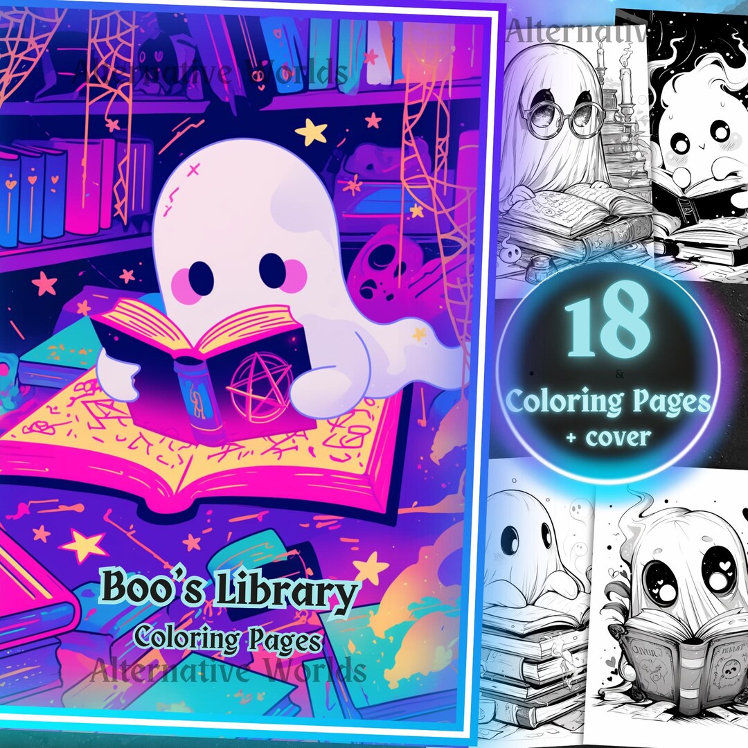 Kawaii Spooky Cute Pastel Goth Ghost Spell Coloring Book, Anime ...