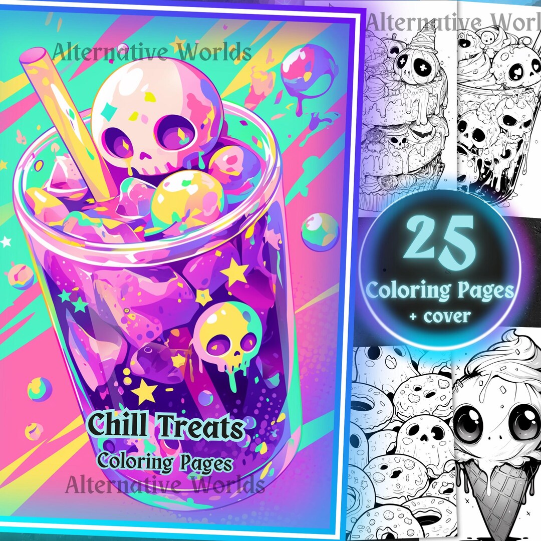 Creepy Cute Kawaii Sweets Spooky Coloring Pages, Pastel Goth Desserts ...