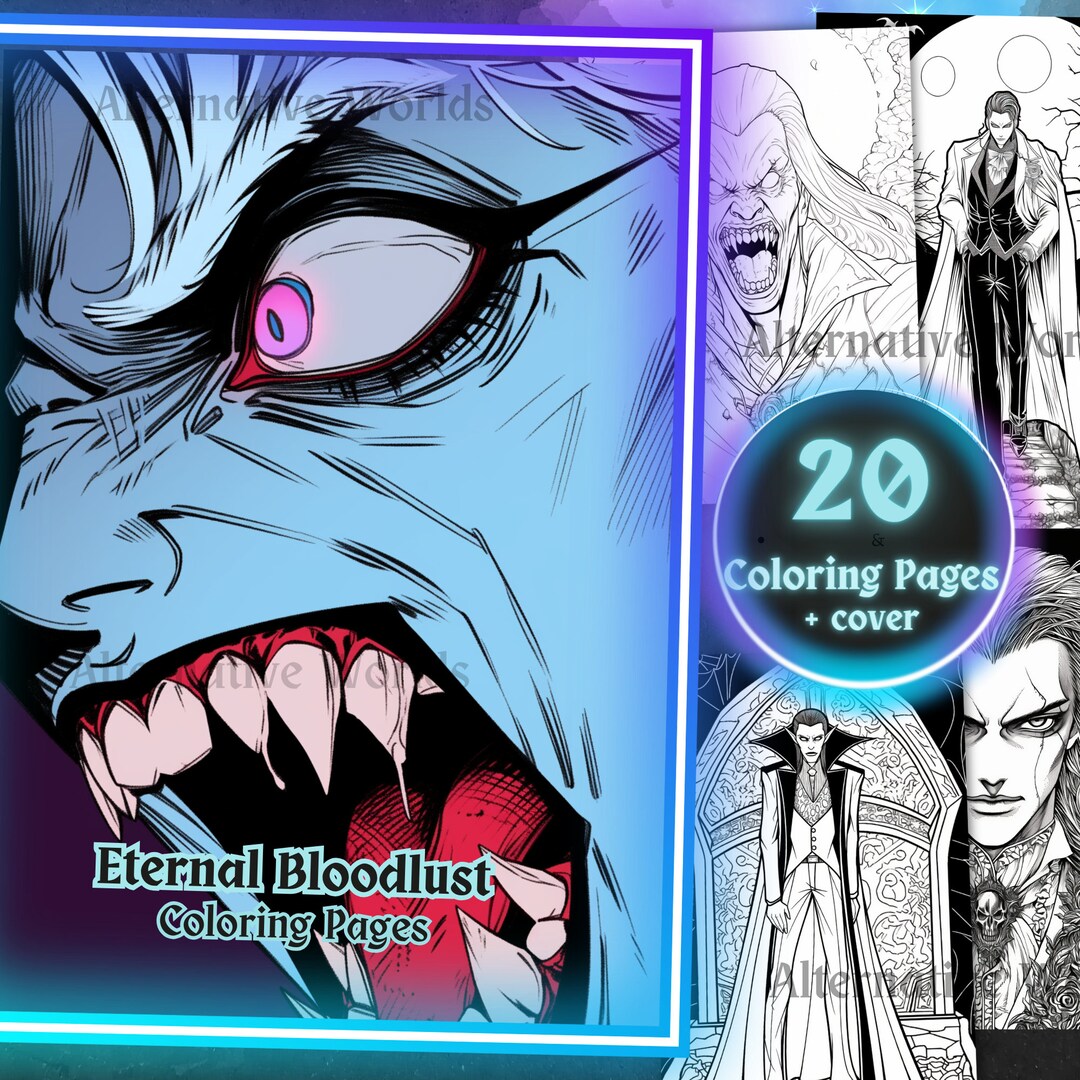 Horror Dracula Scary Coloring Book, Gothic Printable Dracula Coloring ...