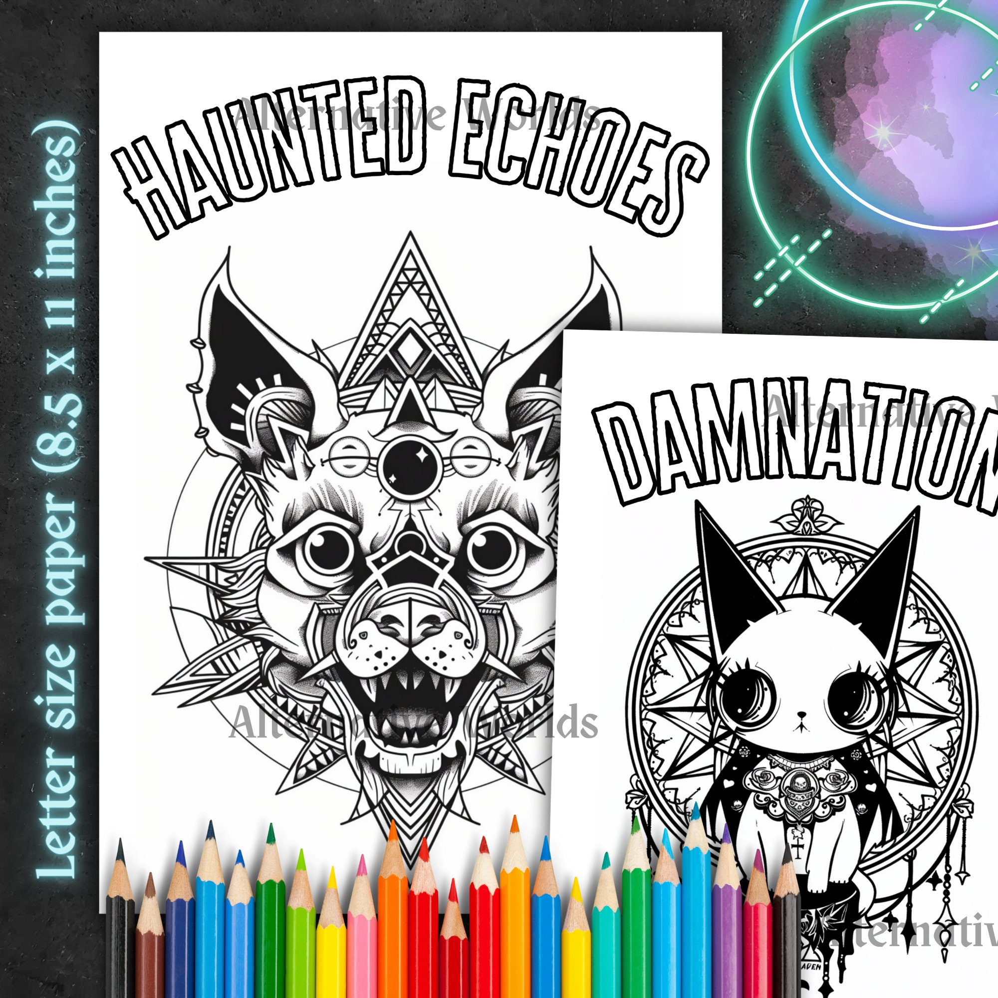 Gothic Minimalist Curse Swear Words Coloring Page, Goth Kawaii Funny ...