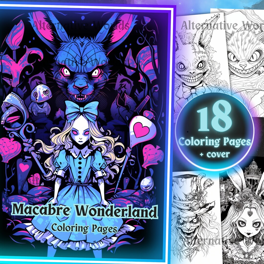 Macabre Wonderland Coloring Book | Dark Gothic Fantasy Girls PDF - Etsy