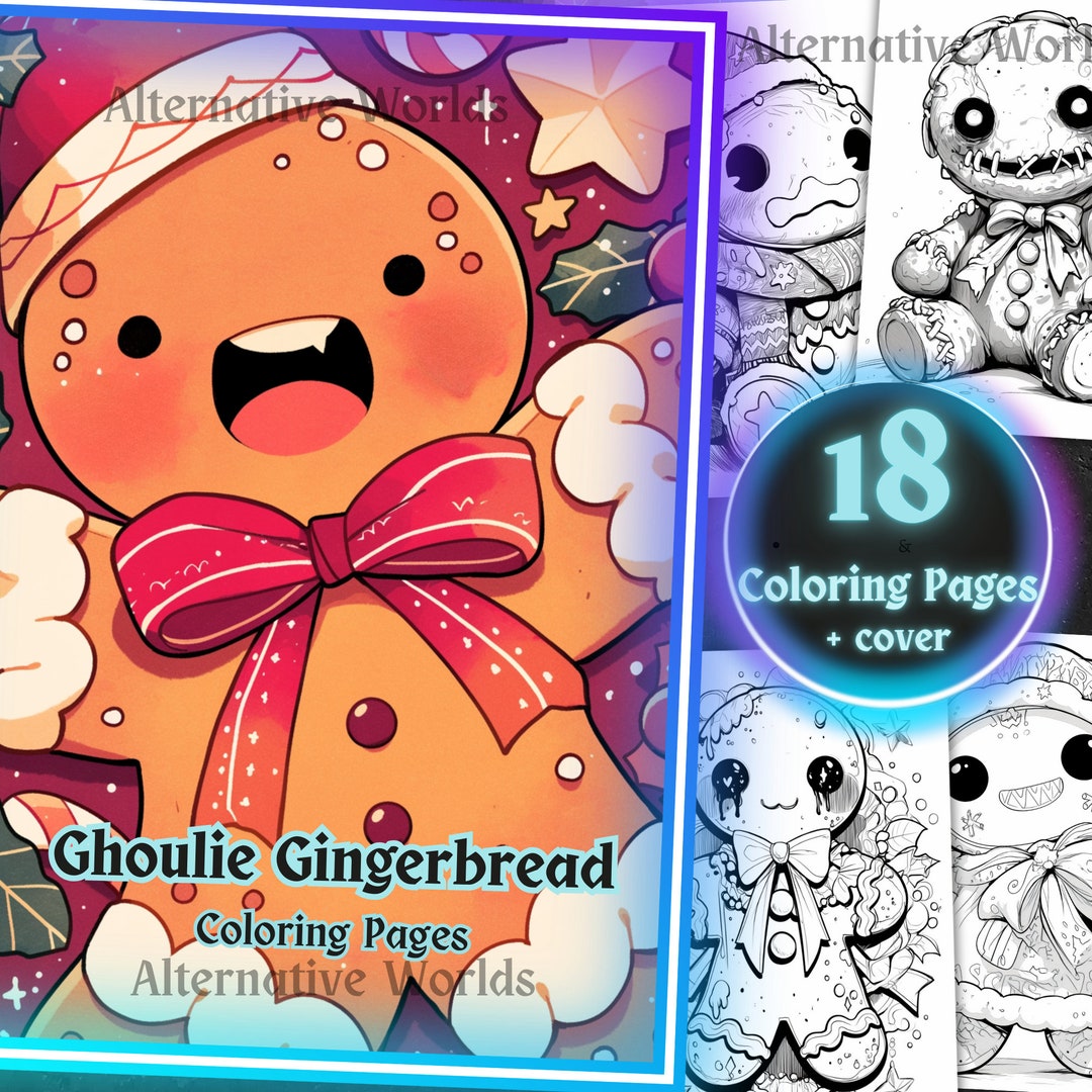 Goth Creepy Cute Kawaii Gingerbread Man Coloring Pages, Christmas ...