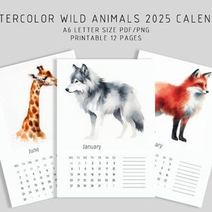 2025 Printable Calendar, 2025 Calendar Printable, Animal 2025 Calendar ...