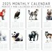2025 Printable Calendar, 2025 Calendar Printable, Animal 2025 Calendar ...