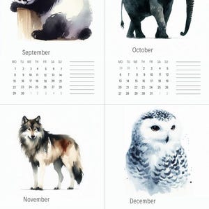 2025 Printable Calendar, 2025 Calendar Printable, Animal 2025 Calendar ...