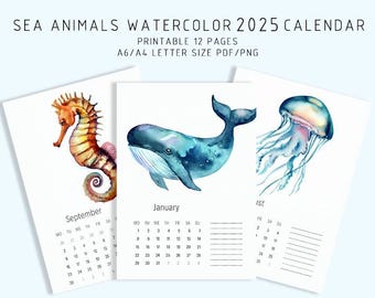 2025 Printable Calendar, 2025 Calendar Printable, Animal 2025 Calendar ...