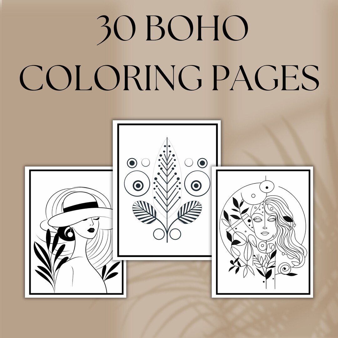 30 Boho Coloring Pages Boho Coloring Page Adult Coloring - Etsy