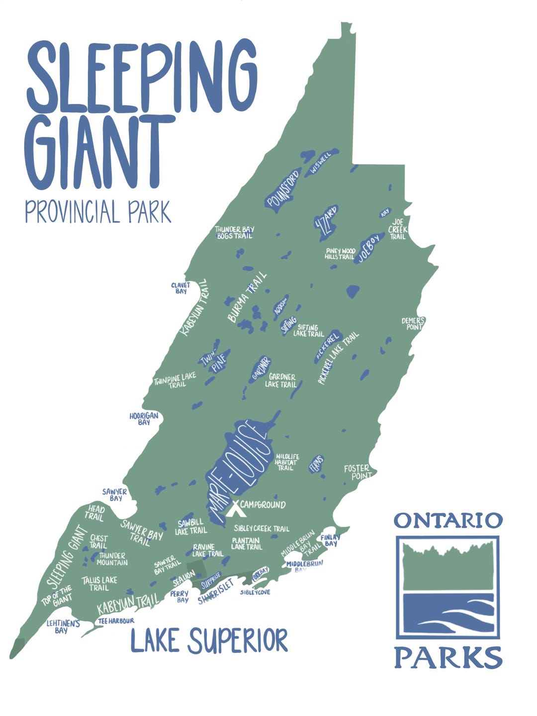 Sleeping Giant Provincial Park Map - Etsy