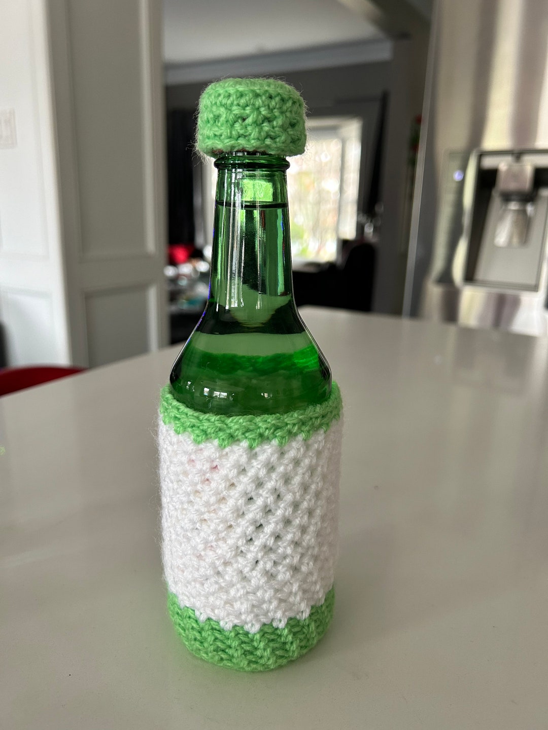 Crocheted Soju Bottle Sleeve Koozie Holder - Cozy Crafted Comfort for ...