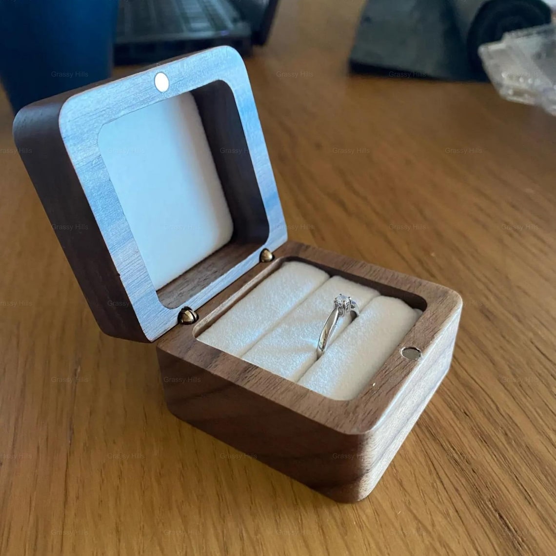Custom Wooden Wedding Ceremony Ring Box Personalized Engraved ...