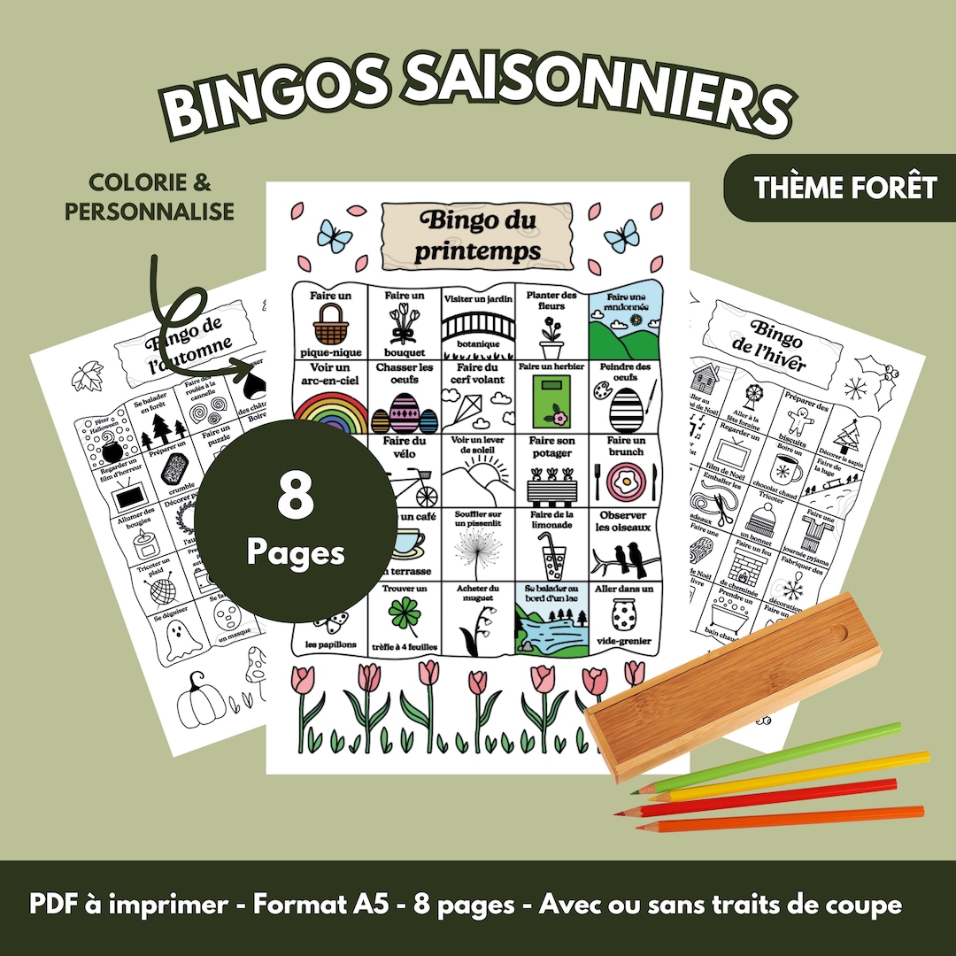 Fairy-tale Bullet Journal Pages to Print in French / Seasonal Bingo ...