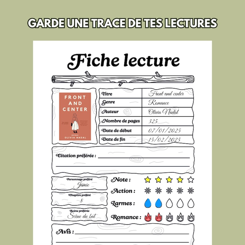 Carnet de Lecture à Imprimer Français | Pages Lecture Bullet Journal ...