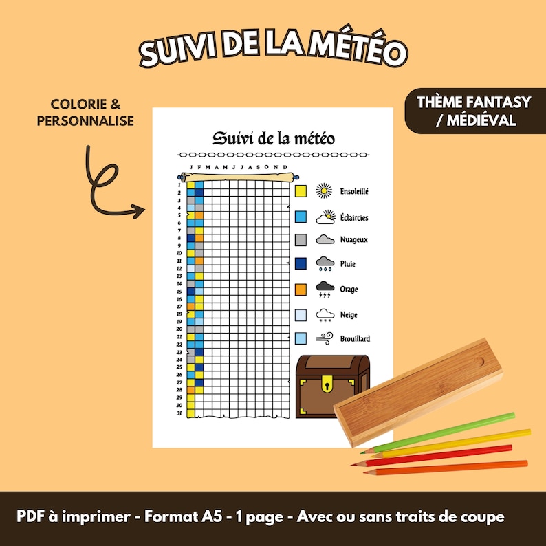 Printable Fantasy Bullet Journal Pages in French / Bujo Pages / Weather ...