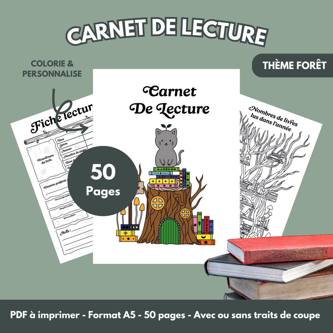 Carnet de lecture féerique à imprimer français / Pages de lecture pour ...