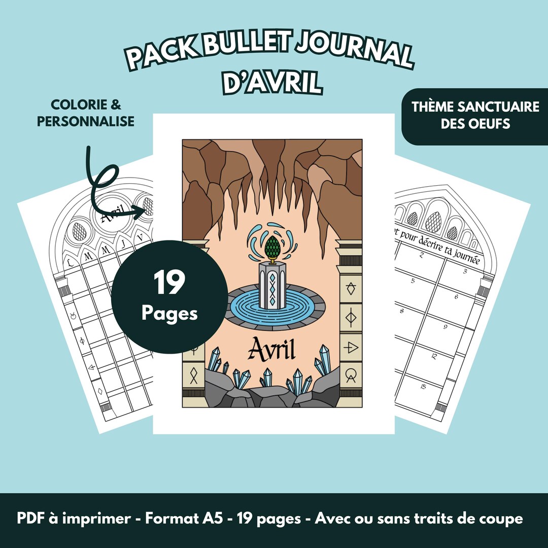 Pack mensuel avril bullet journal à imprimer en français / Pages bujo ...
