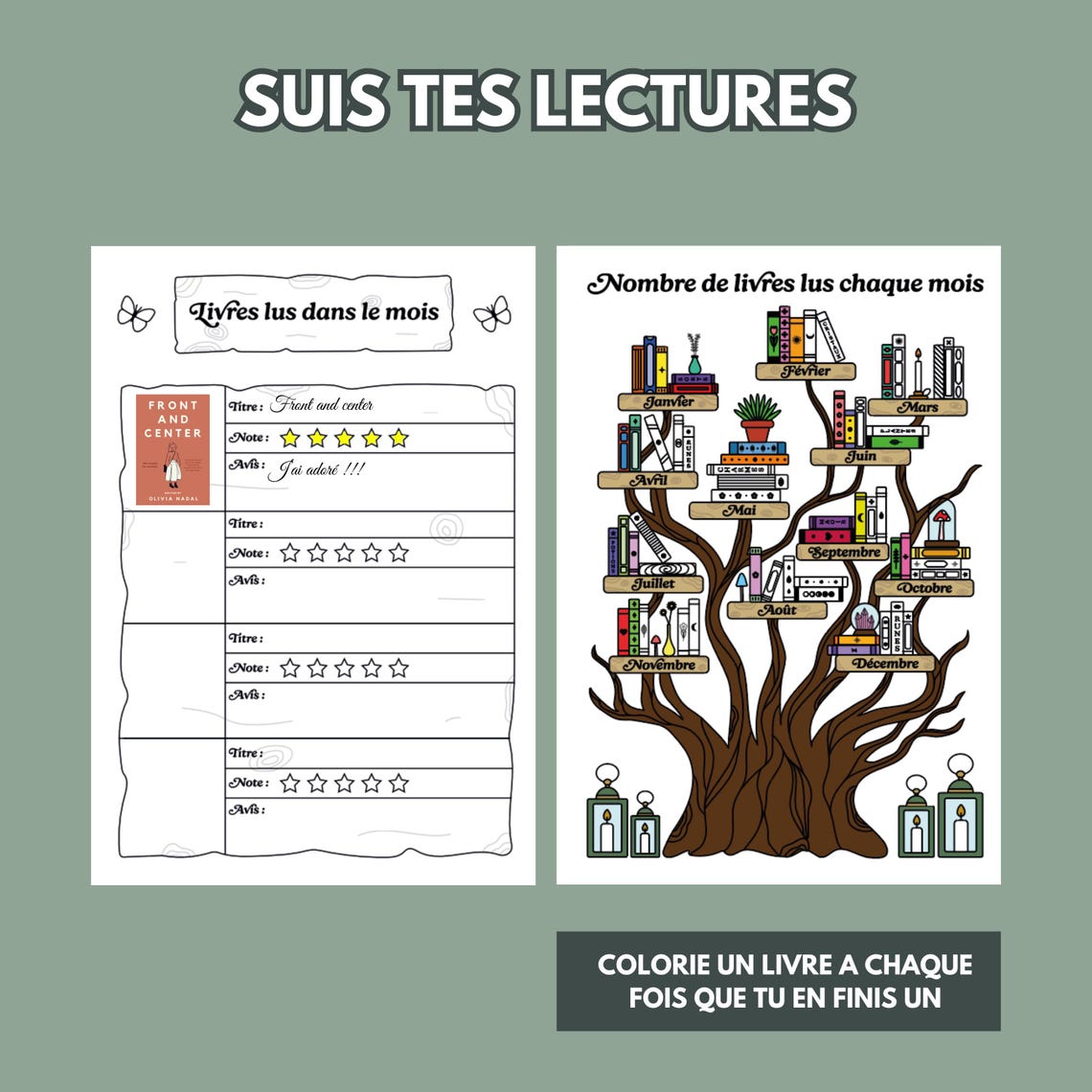 Carnet de lecture féerique à imprimer français / Pages de lecture pour ...