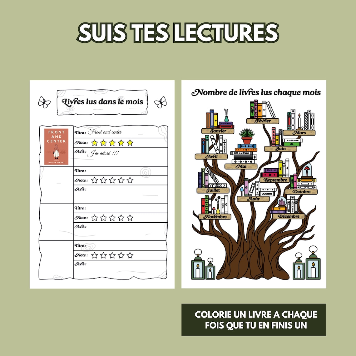 Carnet de lecture féerique à imprimer français / Pages de lecture pour ...