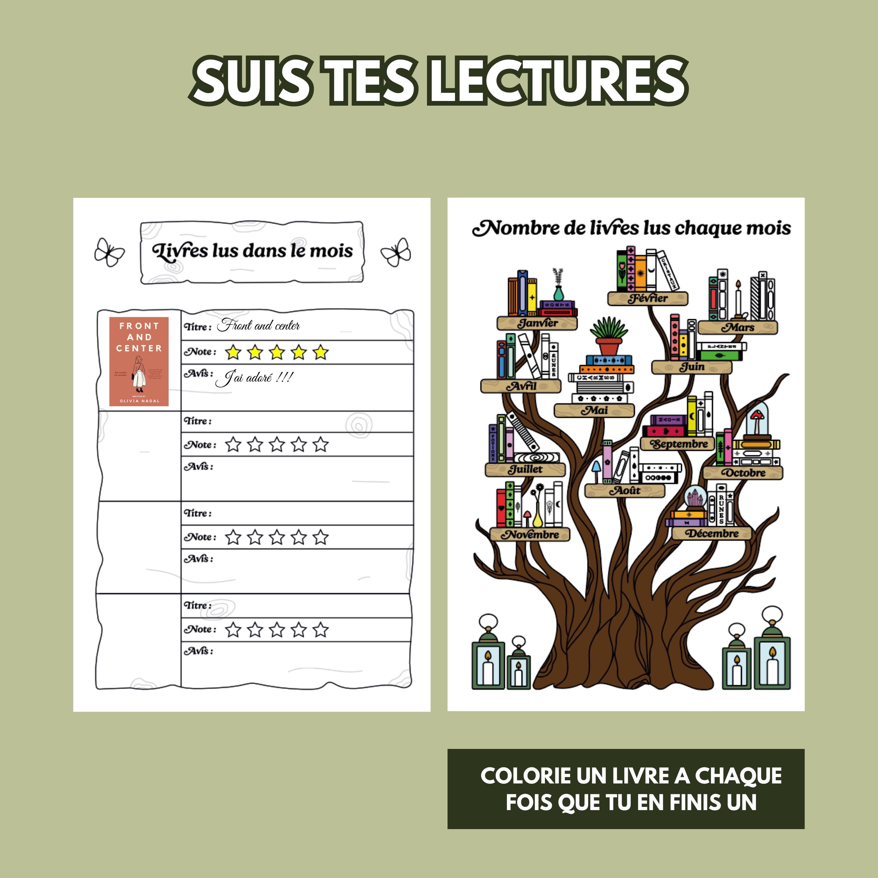 Carnet de Lecture à Imprimer Français | Pages Lecture Bullet Journal ...