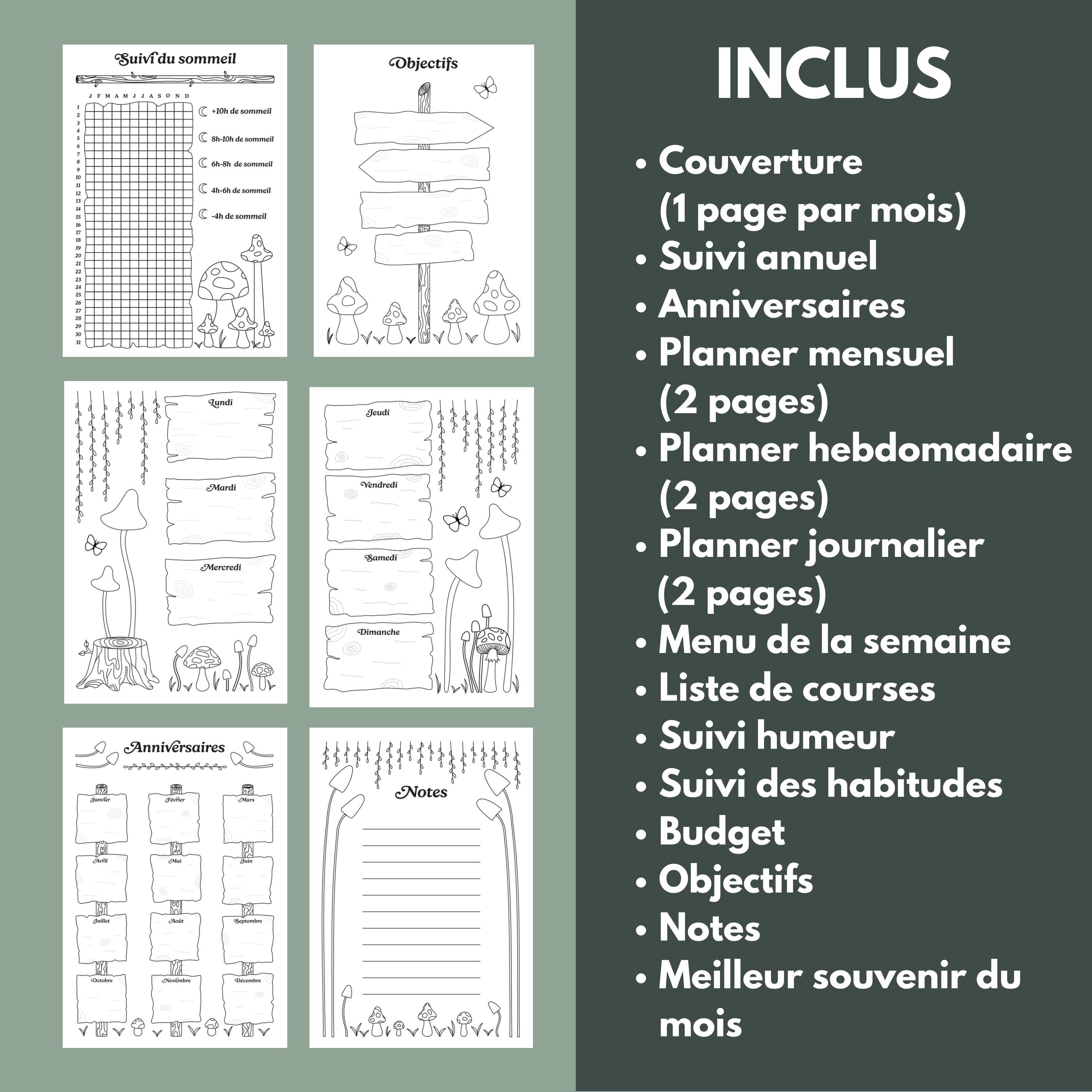 Bullet journal féerique à imprimer en français / Pages pour bujo ...