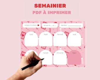 Emploi du temps imprimable, agenda hebdomadaire, planificateur horaire ...