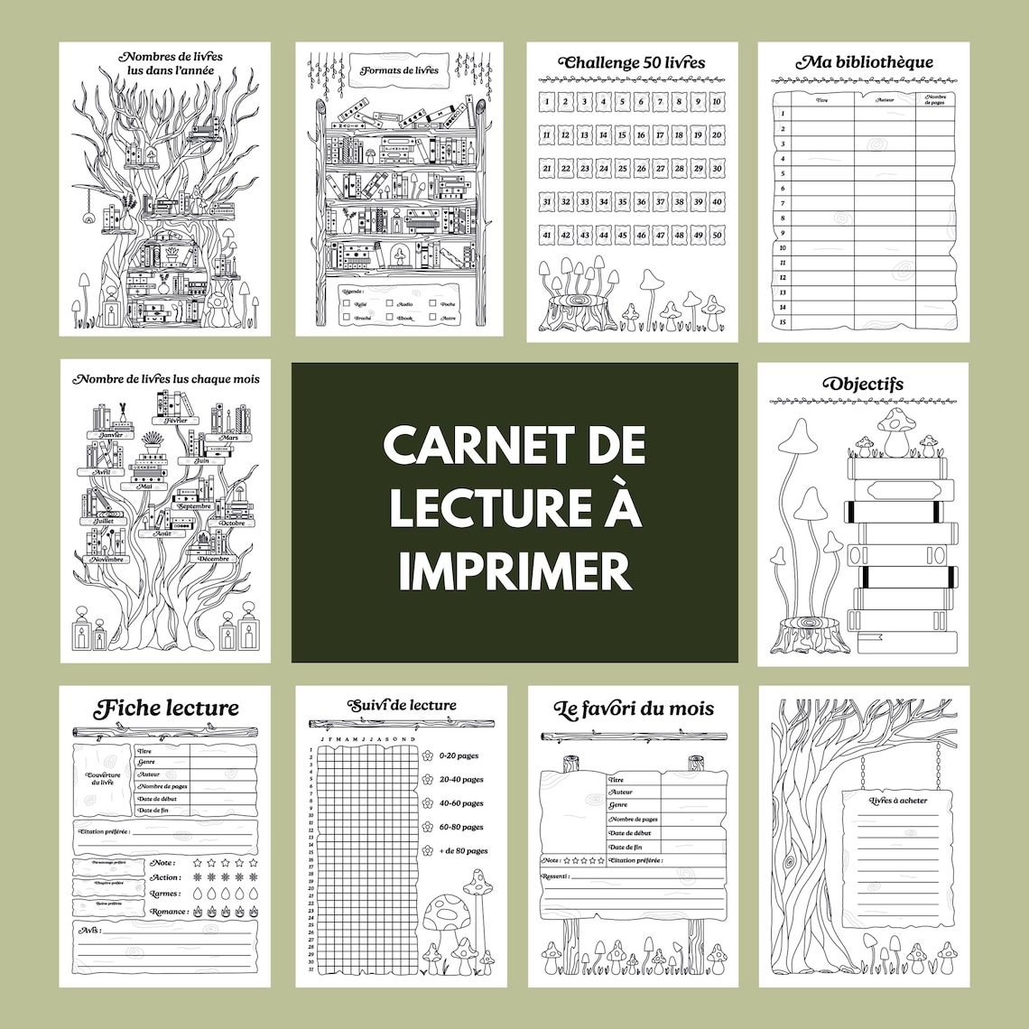 Carnet de lecture féerique à imprimer français / Pages de lecture pour ...