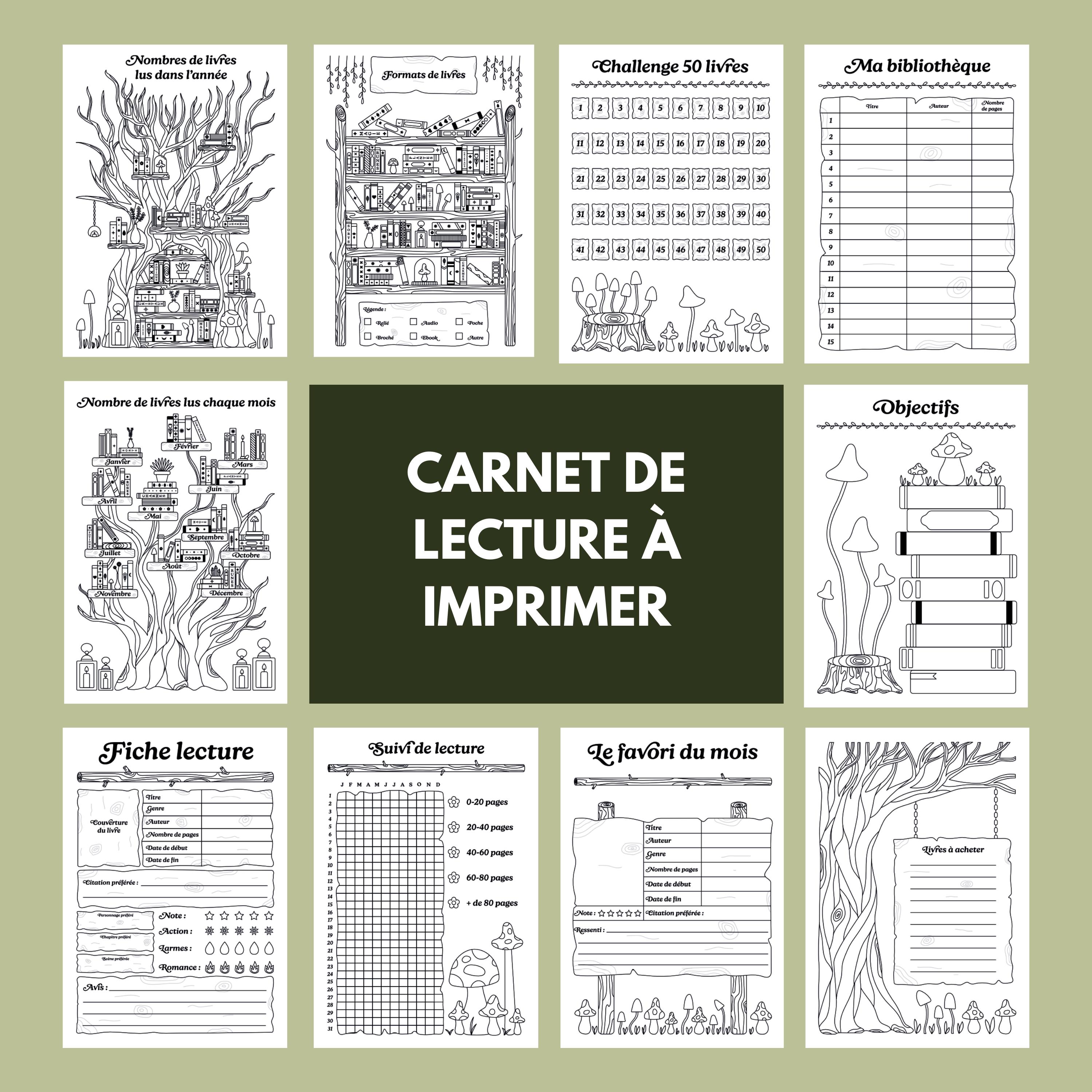 Carnet de lecture féerique à imprimer français / Pages de lecture pour ...