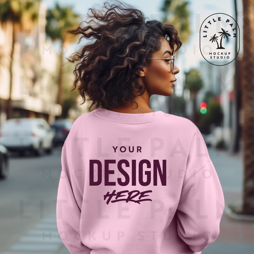 Light Pink Gildan 18000 Back Mockup | Gildan Back Mockup | Back View ...
