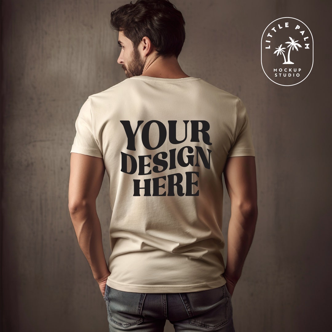 Sand | Gildan 64000 Back Mockup | Gildan Shirt Back Mock up | Back View ...