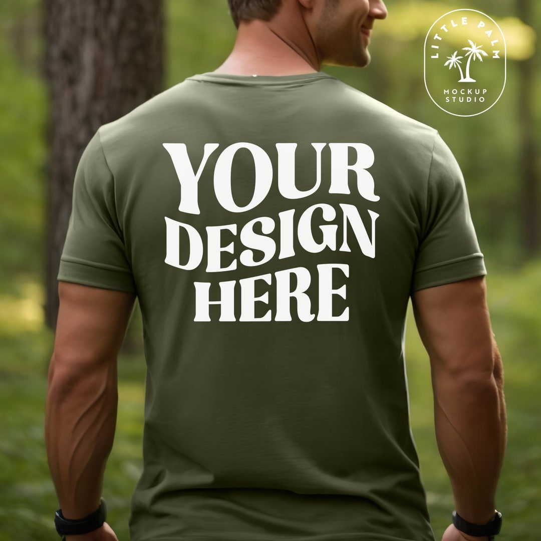 Military Green Bella Canvas 3001 Mockup Mens Tshirt Mockup | Dad Mockup ...