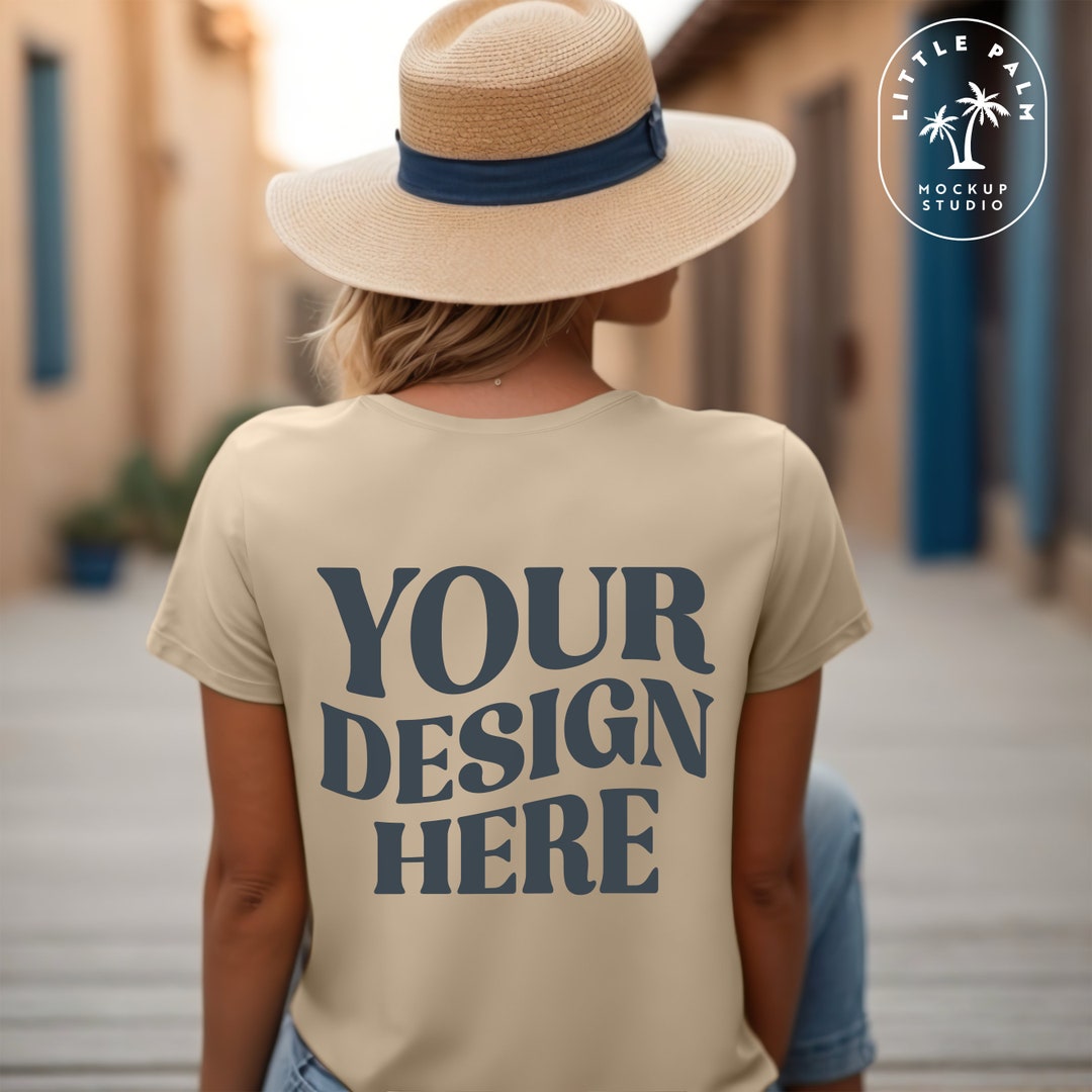 Sand Gildan 64000 Back Mockup Gildan Tan Tshirt Mock up Crewneck Shirt ...