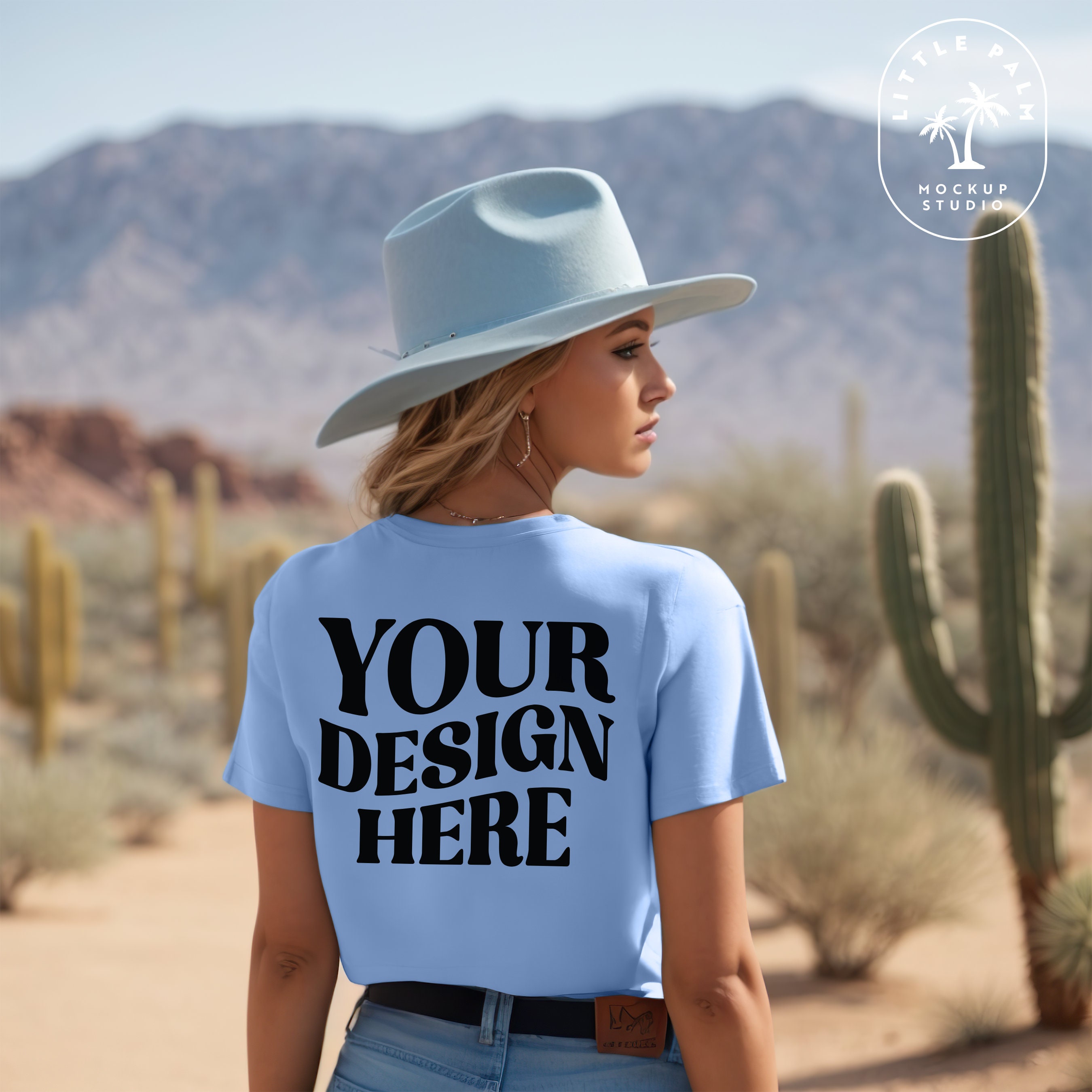 Carolina Blue Gildan 64000 Back Mockup | Gildan Tshirt Mockup ...