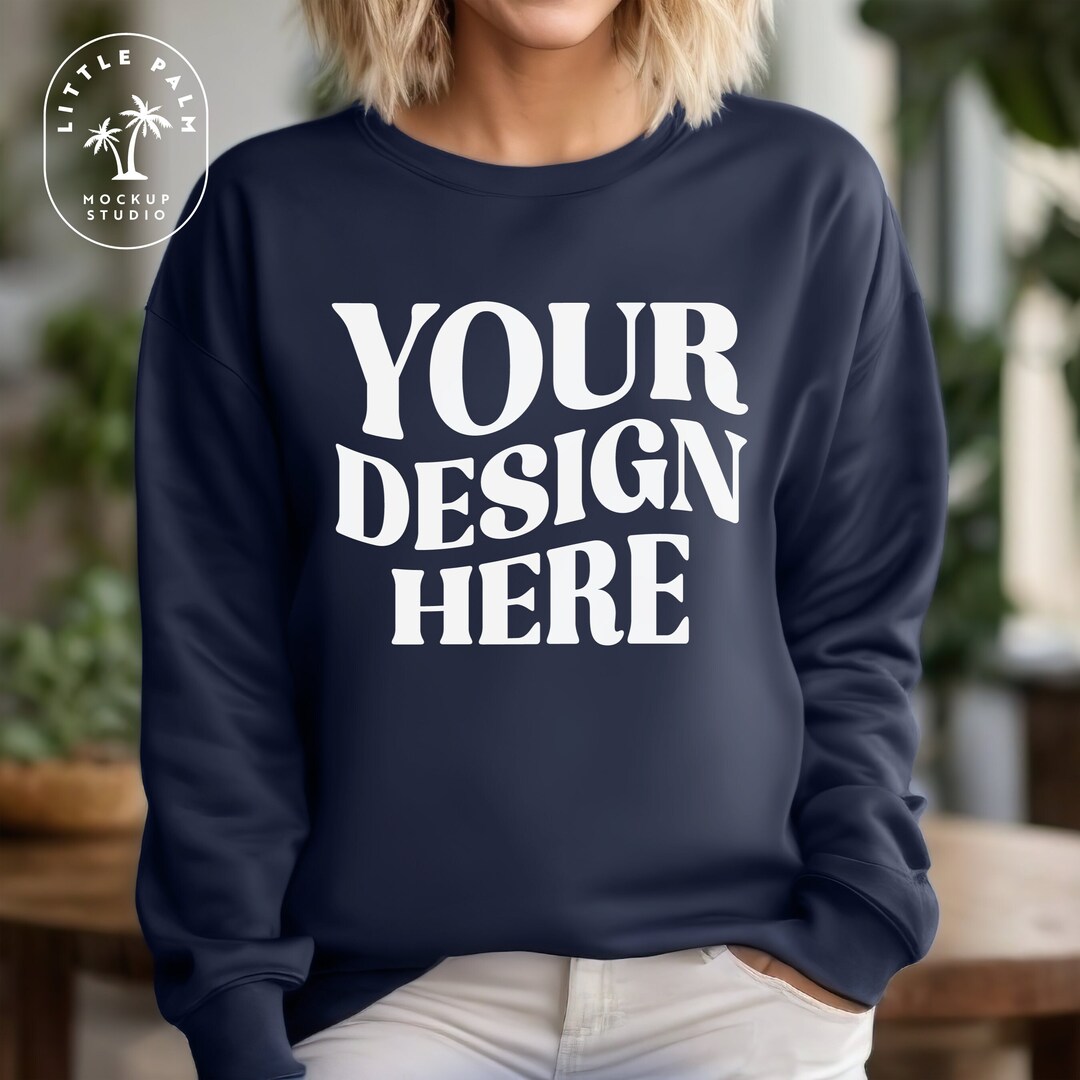 Navy Gildan 18000 Mockup | Gildan Sweater Mock up | Navy Crewneck ...