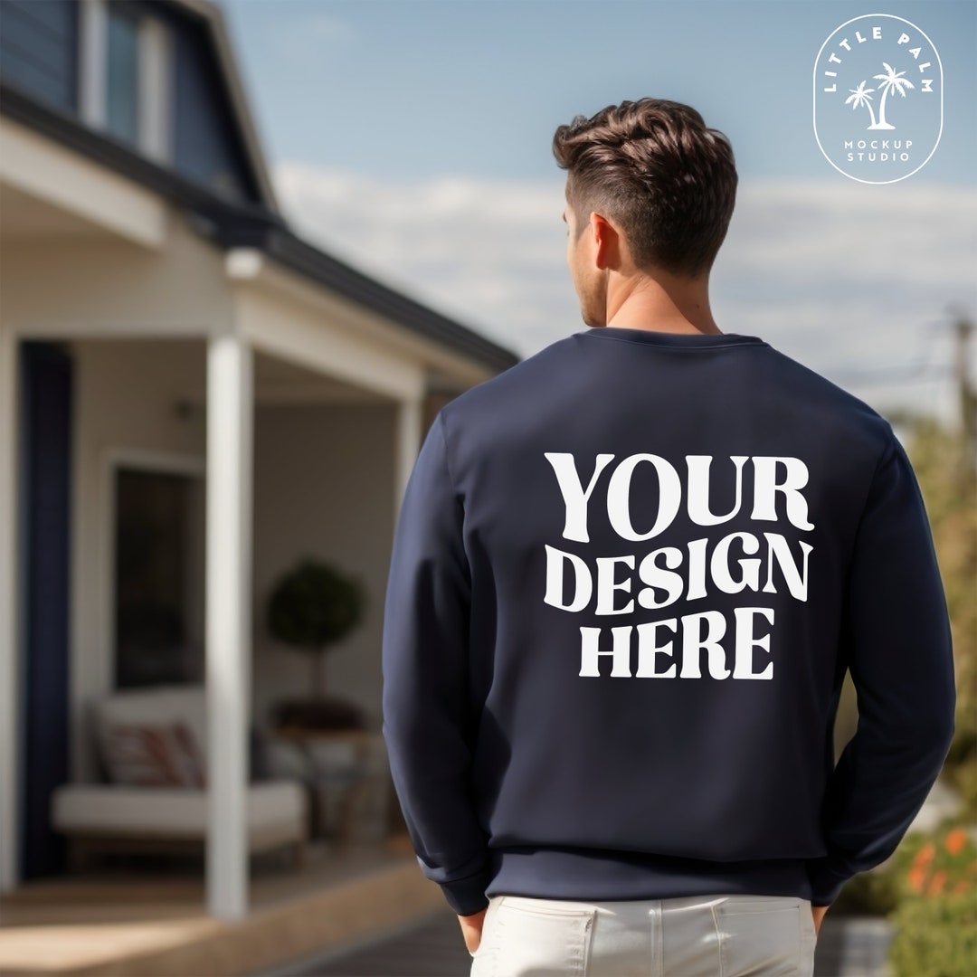 Navy Gildan 18000 Mockup | Gildan Sweater Mock up | Navy Crewneck ...