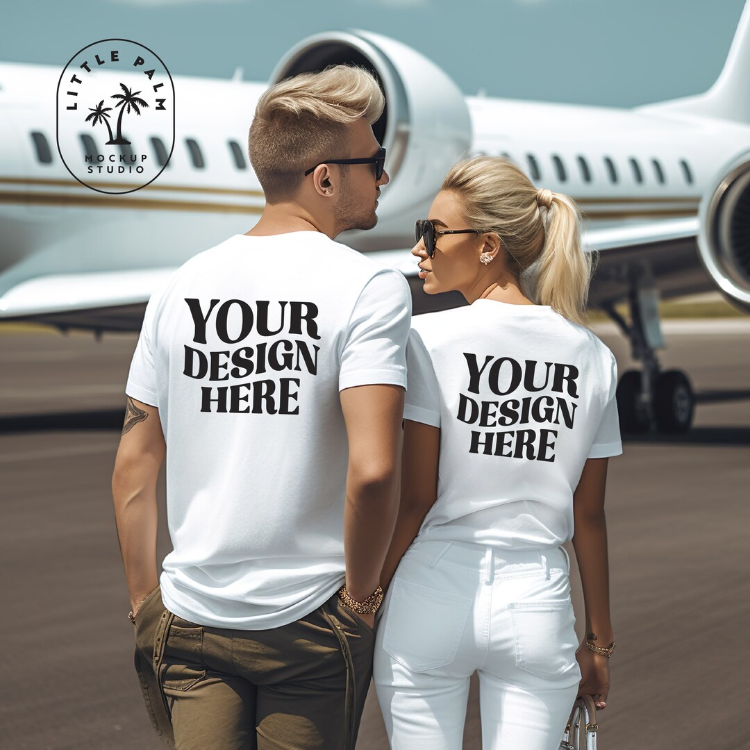 White Gildan 64000 Couples Back Mockup | Couples Tshirt Mockup | Back ...