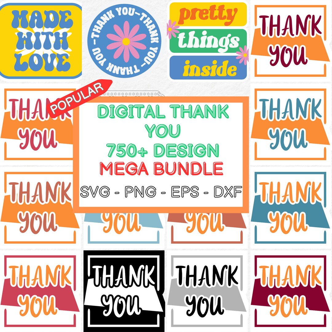 Digital Thank You Stickers Png, Thank You Svg, Label Svg, Small ...
