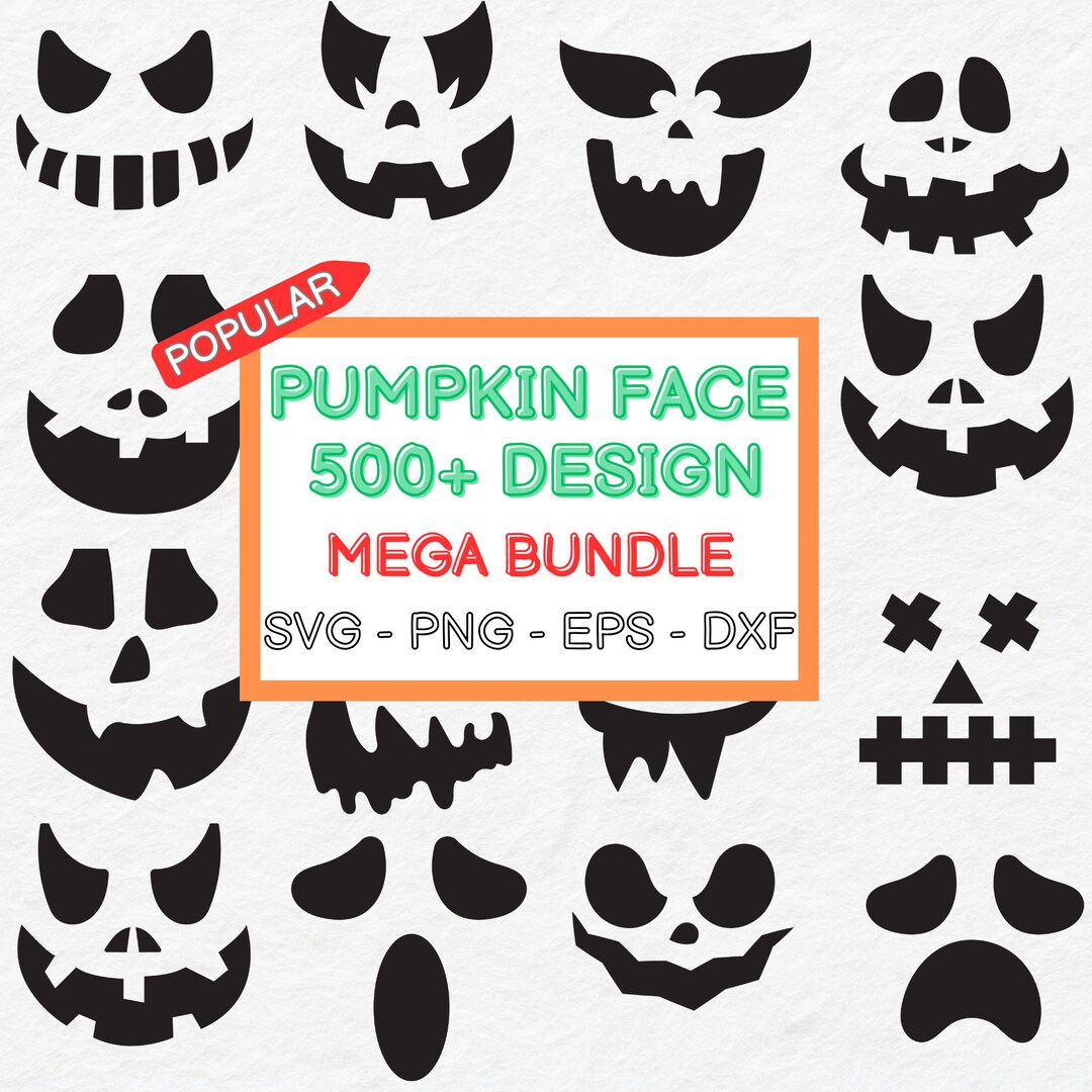 Pumpkin Face SVG Bundle, Pumpkin Face PNG Bundle, Pumpkin Face Clipart ...