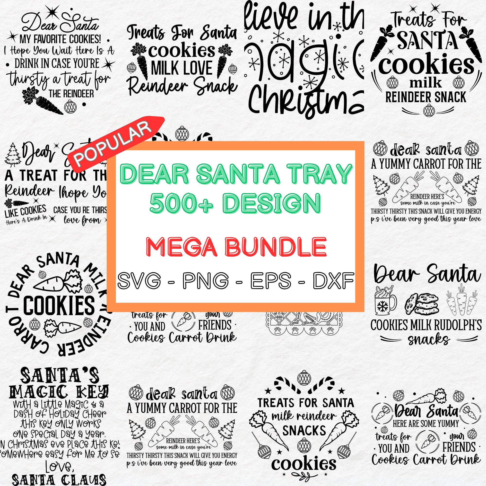 Dear Santa Tray SVG Bundle, Christmas SVG, Santa Tray SVG, Santa Plate ...