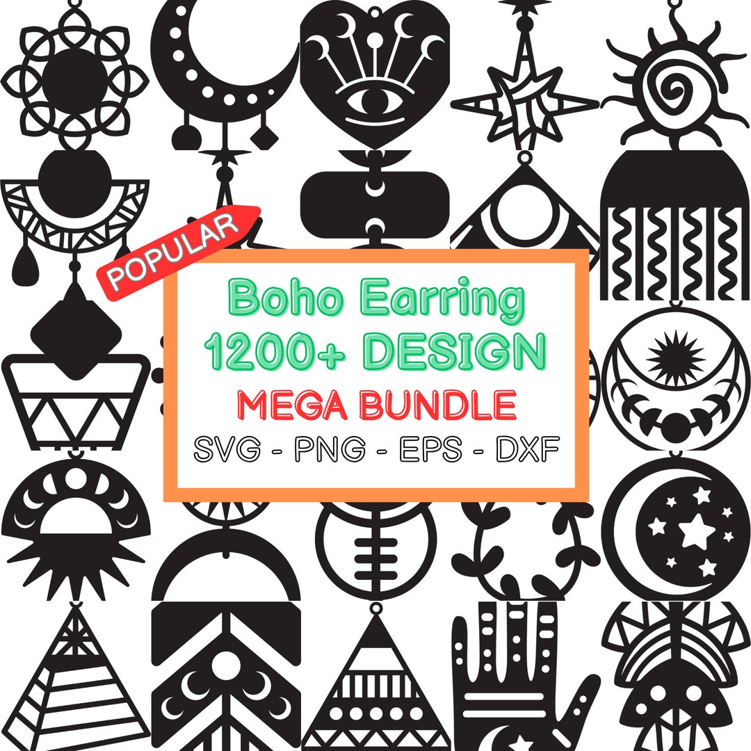 Boho Earring SVG Bundle, Earrings Pendant Svg, Geometric Earrings ...