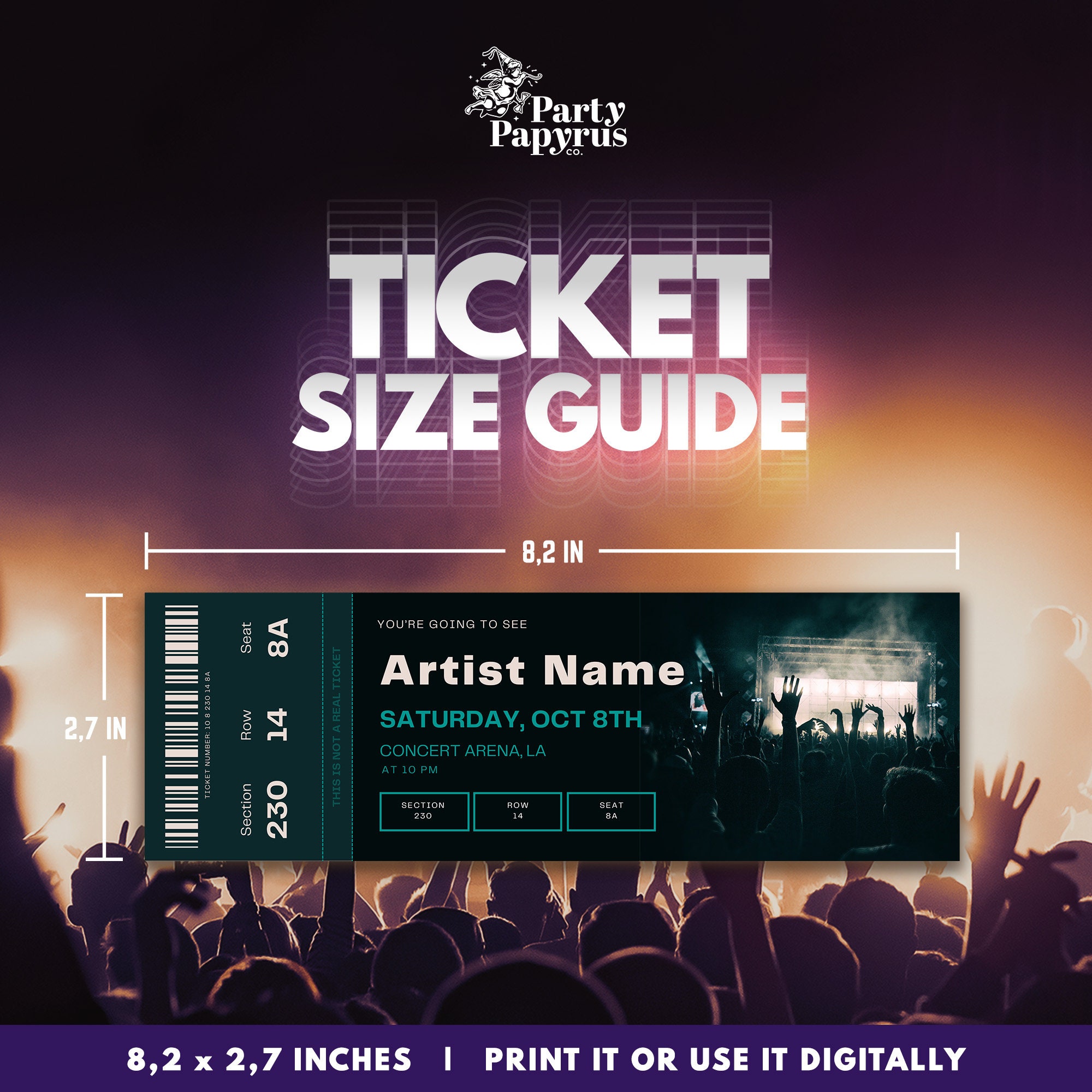 Editable Concert Ticket, Concert Ticket Template, Birthday Gift ...