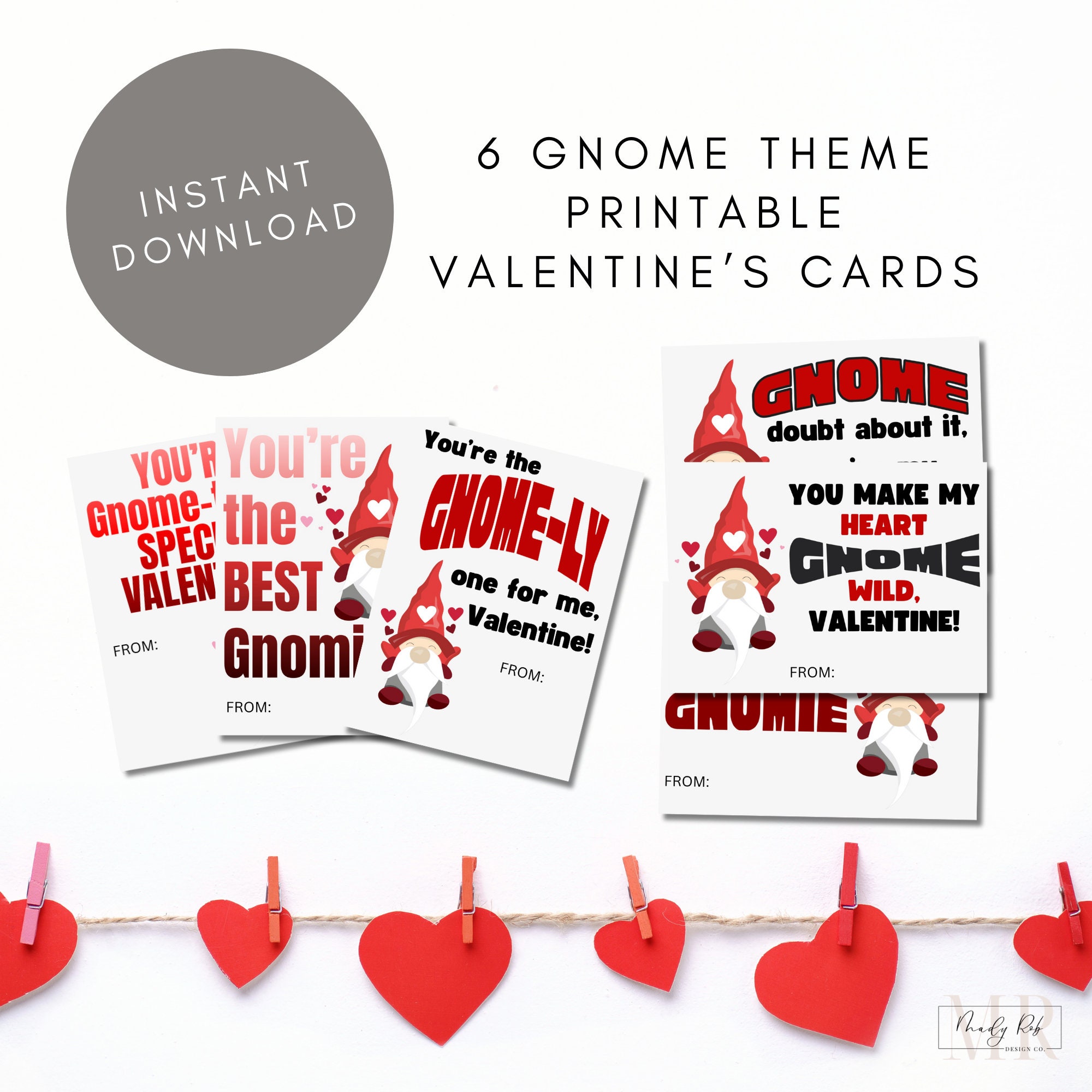 Printable Gnome Valentines Day Cards Classroom Valentines Day Cards for ...