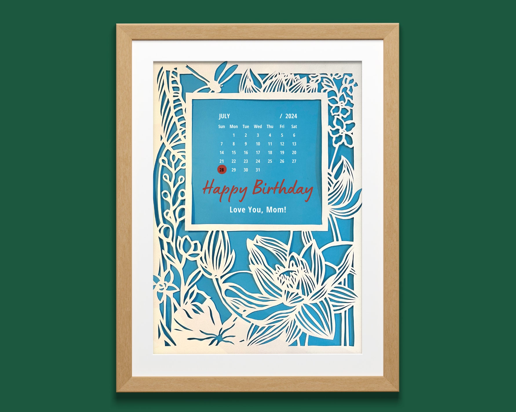 July Birth Flower Papercut Template Hand-cut Birth Flower Calendar ...
