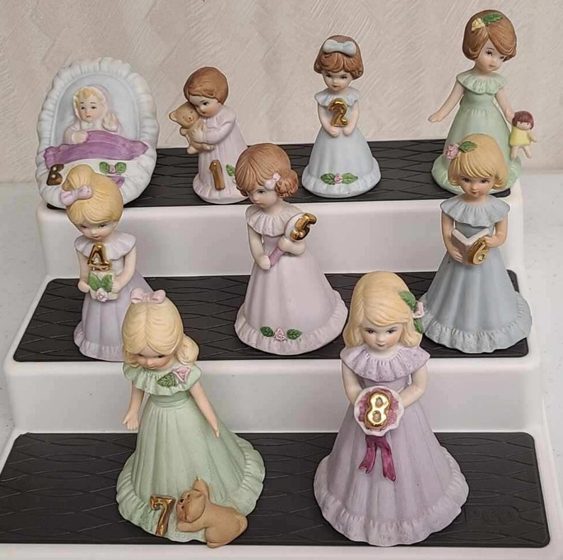 The Enesco Growing up Birthday Girls Porcelain Figurines, Ages 1 - 16 ...