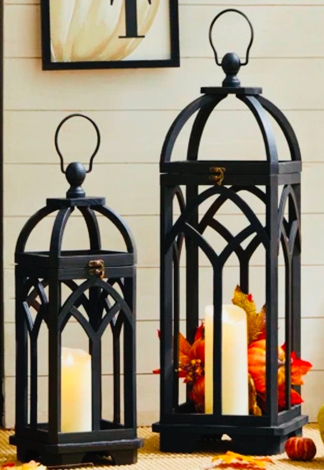 Farmhouse Church Window Wood & Metal Tabletop Lanterns - Etsy