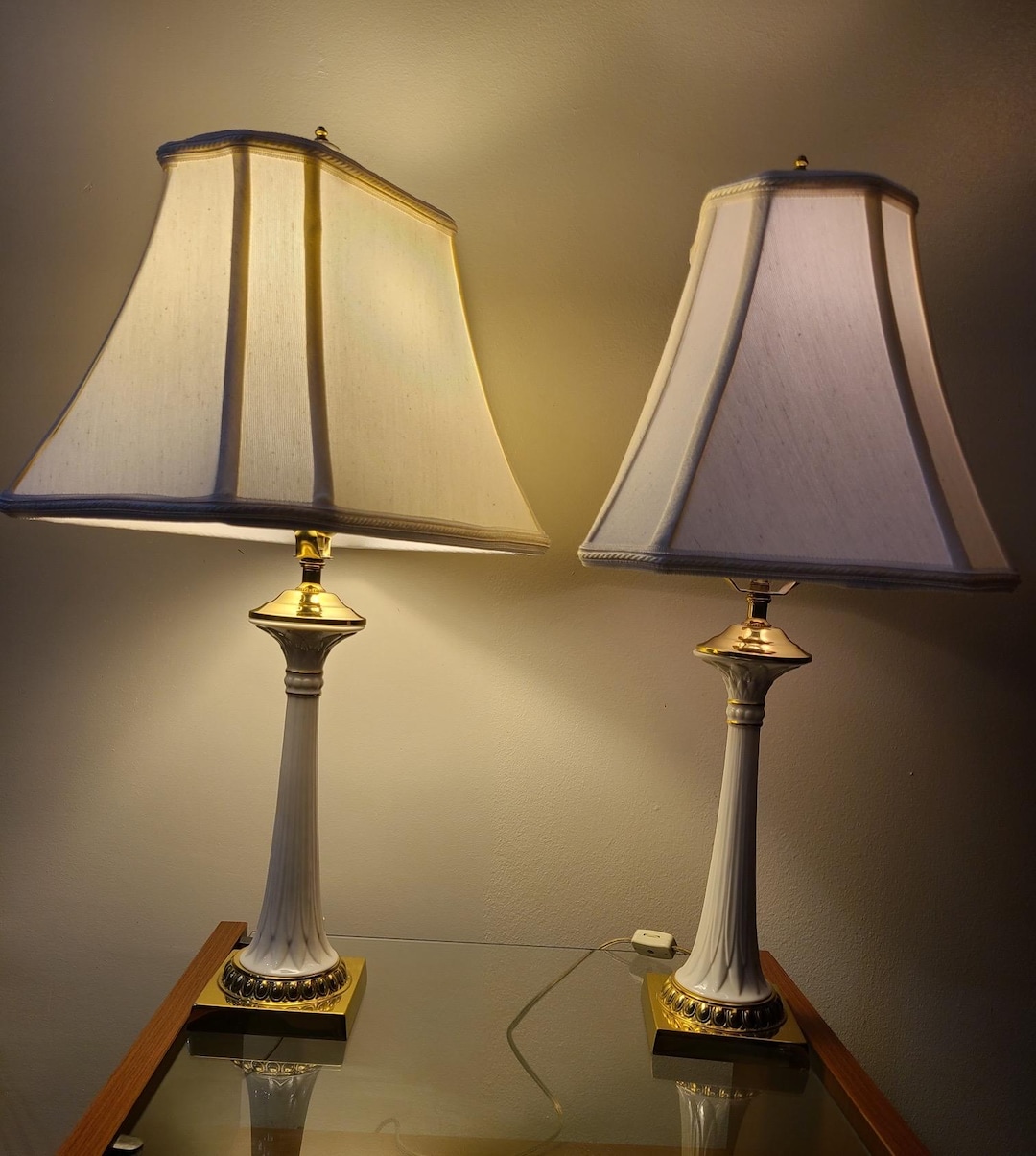 Vintage Lenox Table Lamp, Brass Base, Porcelain, 24k Gold Accent ...
