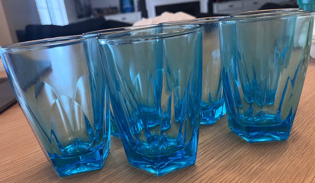 Set of 6 Turquoise Blue Drinking Glasses - Etsy