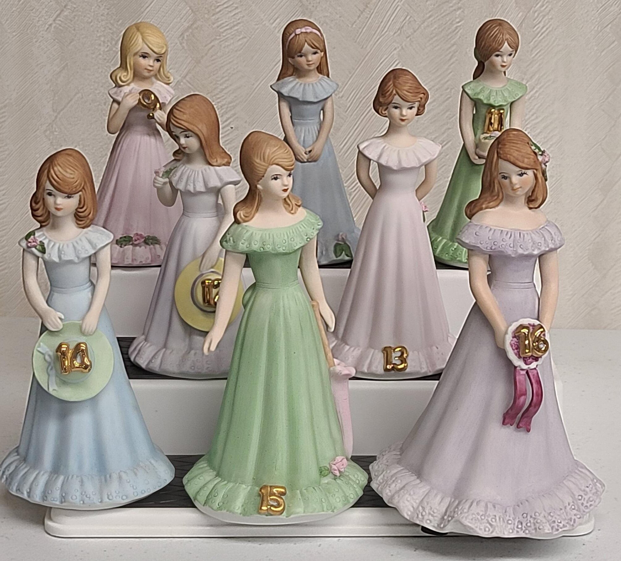 The Enesco Growing up Birthday Girls Porcelain Figurines, Ages 1 16 ...