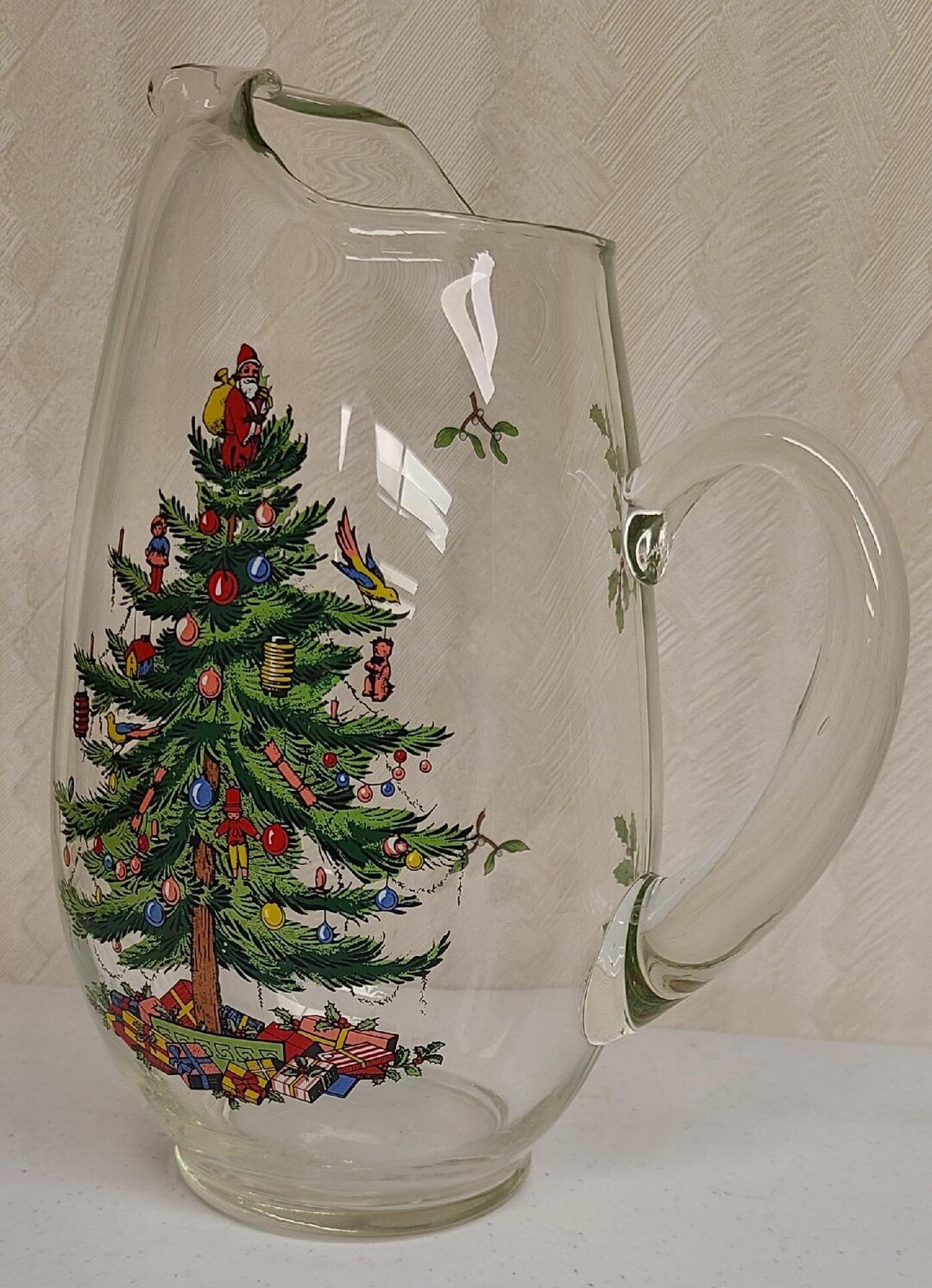 Vintage Spode Christmas Tree Glass Pitcher - Etsy