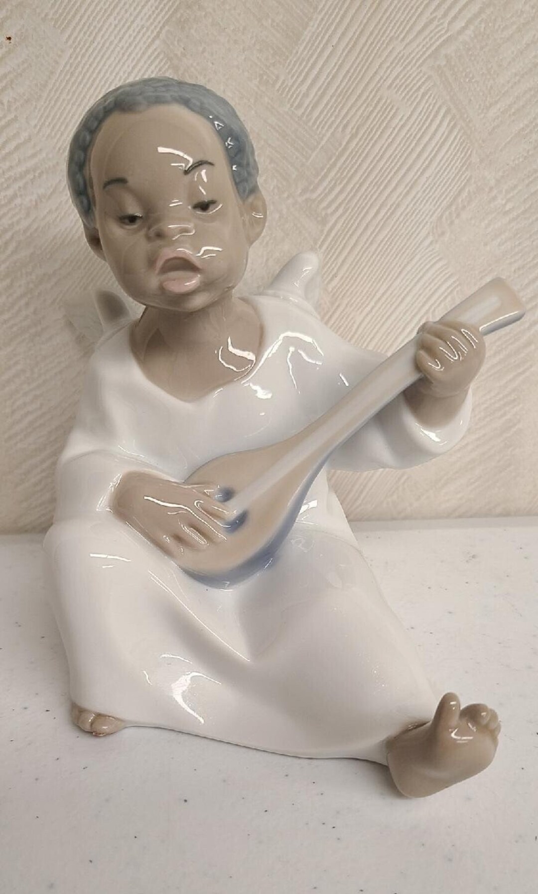 Lladro Angel African American Boy Playing Mandolin - Etsy