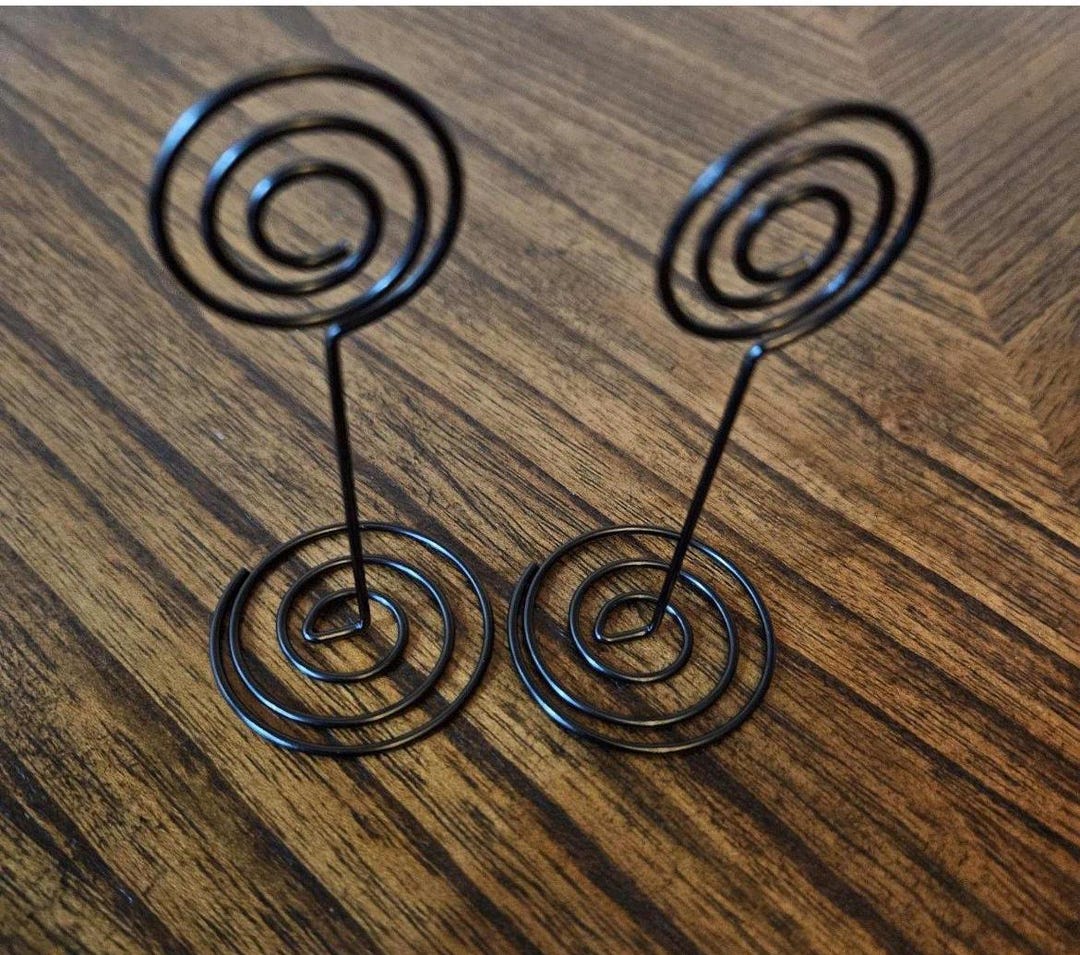 Table Number Card Holders, 10 Pack Wire Spiral Shape. BLACK and so ...