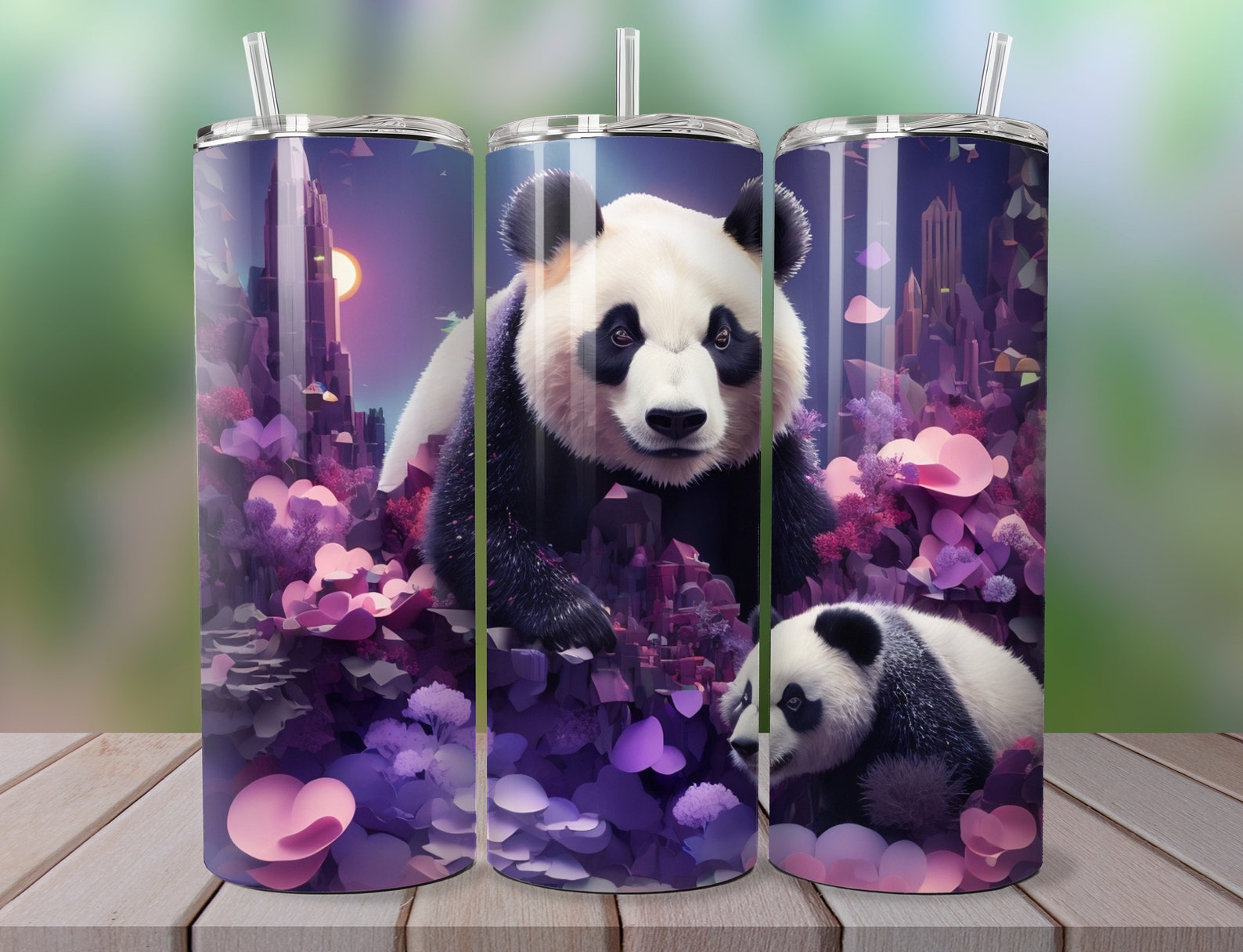 Panda 20 Oz Skinny Tumbler Wrap | Panda Tumbler Wrap | Panda and ...